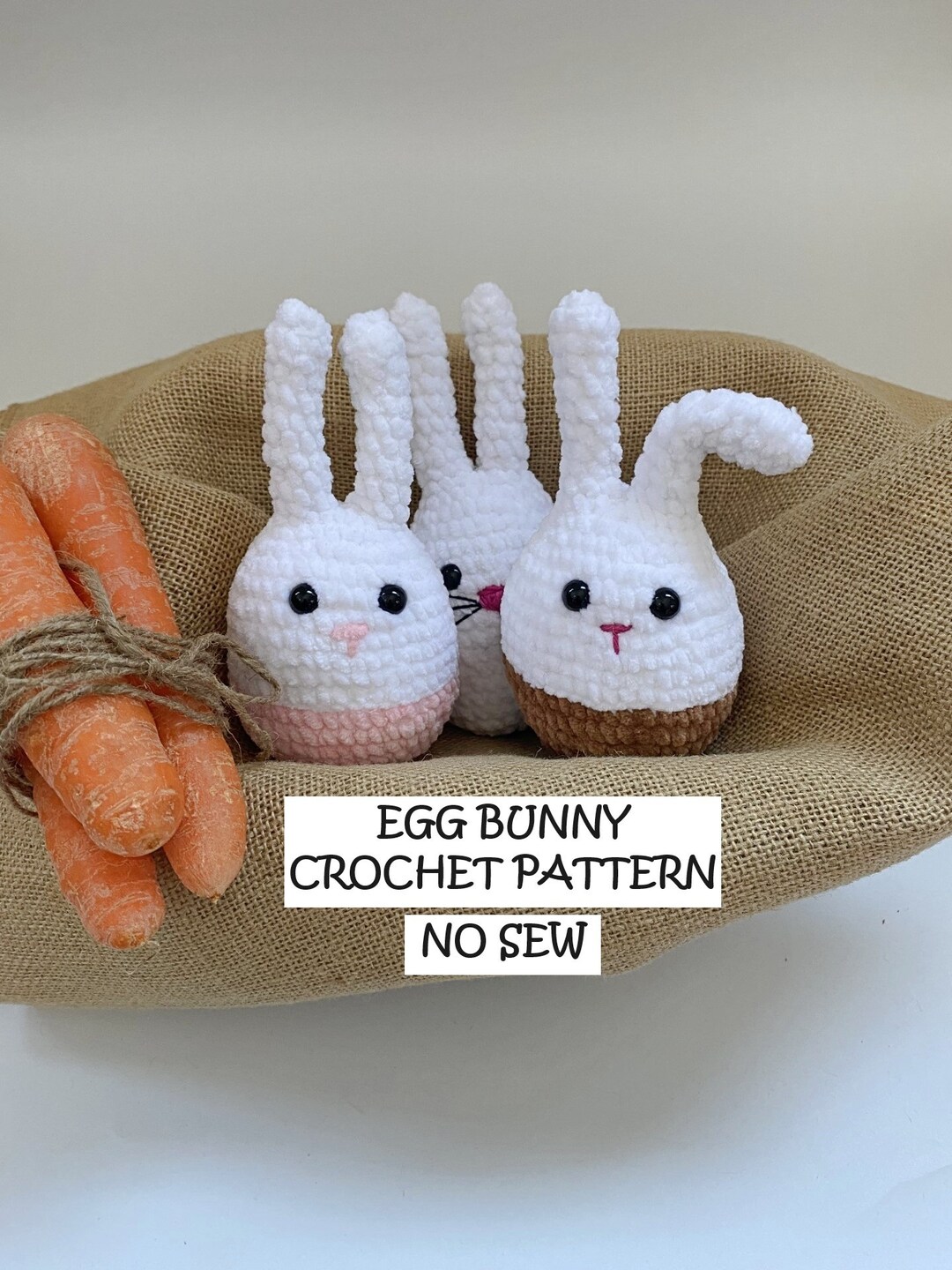 Crochet Easter Bunny Egg Pattern, No Sew, Easter Amigurumi Bunny ...