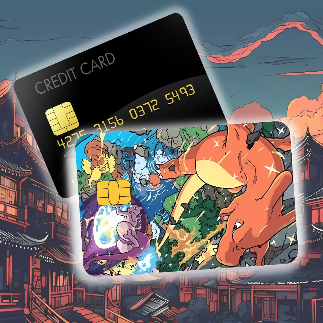 Charizard Vs. Mewtwo Credit Card Skin, Sticker, Cover Anime Sport ...