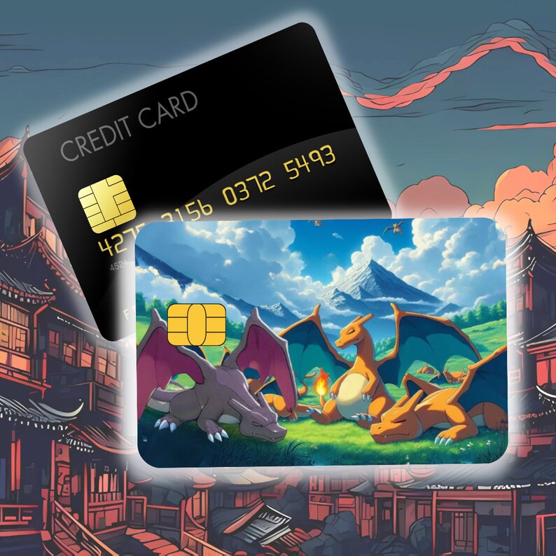 Sleeping Charizard Credit Card Skin, Sticker, Cover Anime Sport ...
