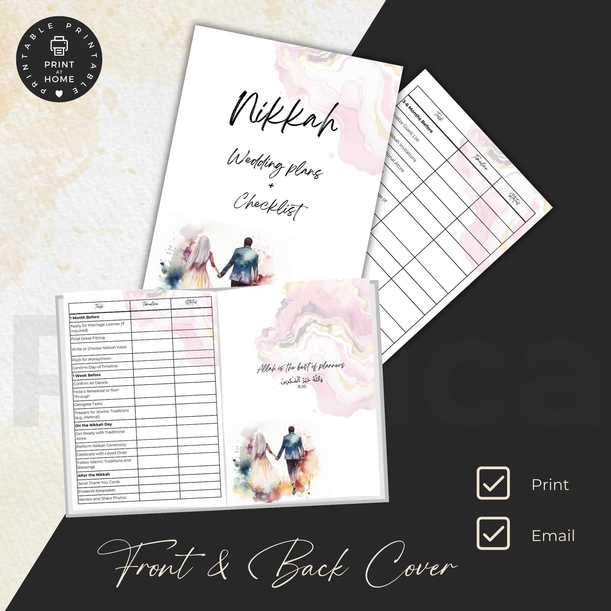 Muslim Wedding Checklist, Nikkah Planner, Editable Template, Islamic ...
