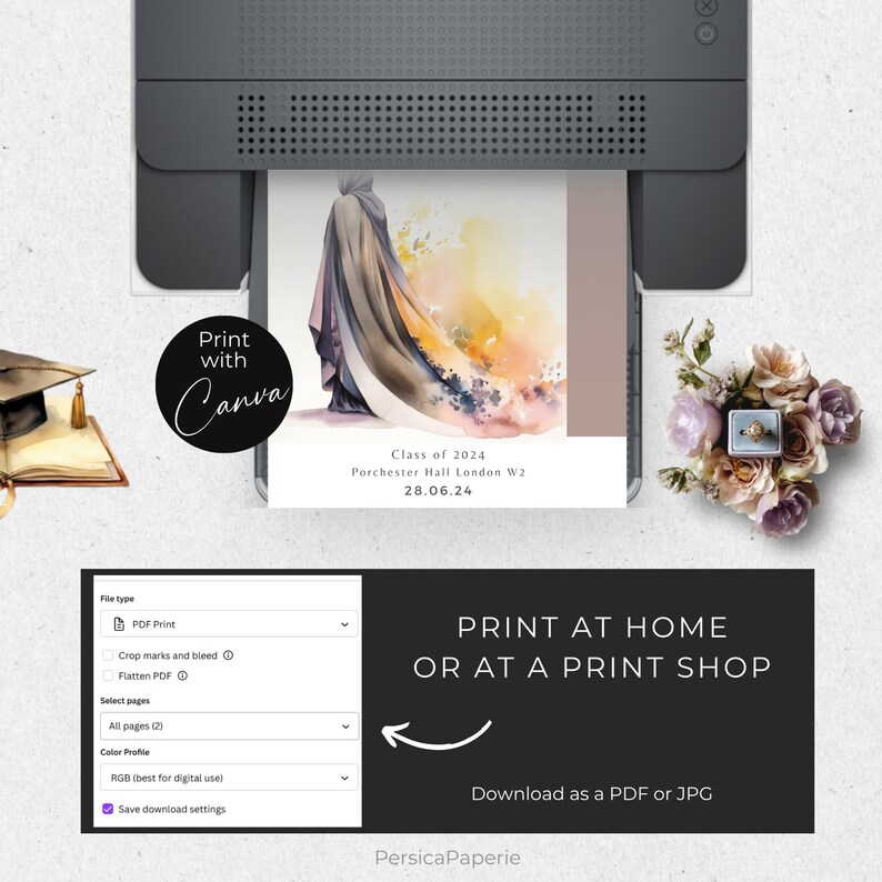 Lilac Graduation 2026 Editable Muslimah Invitation Template, DOWNLOAD ...