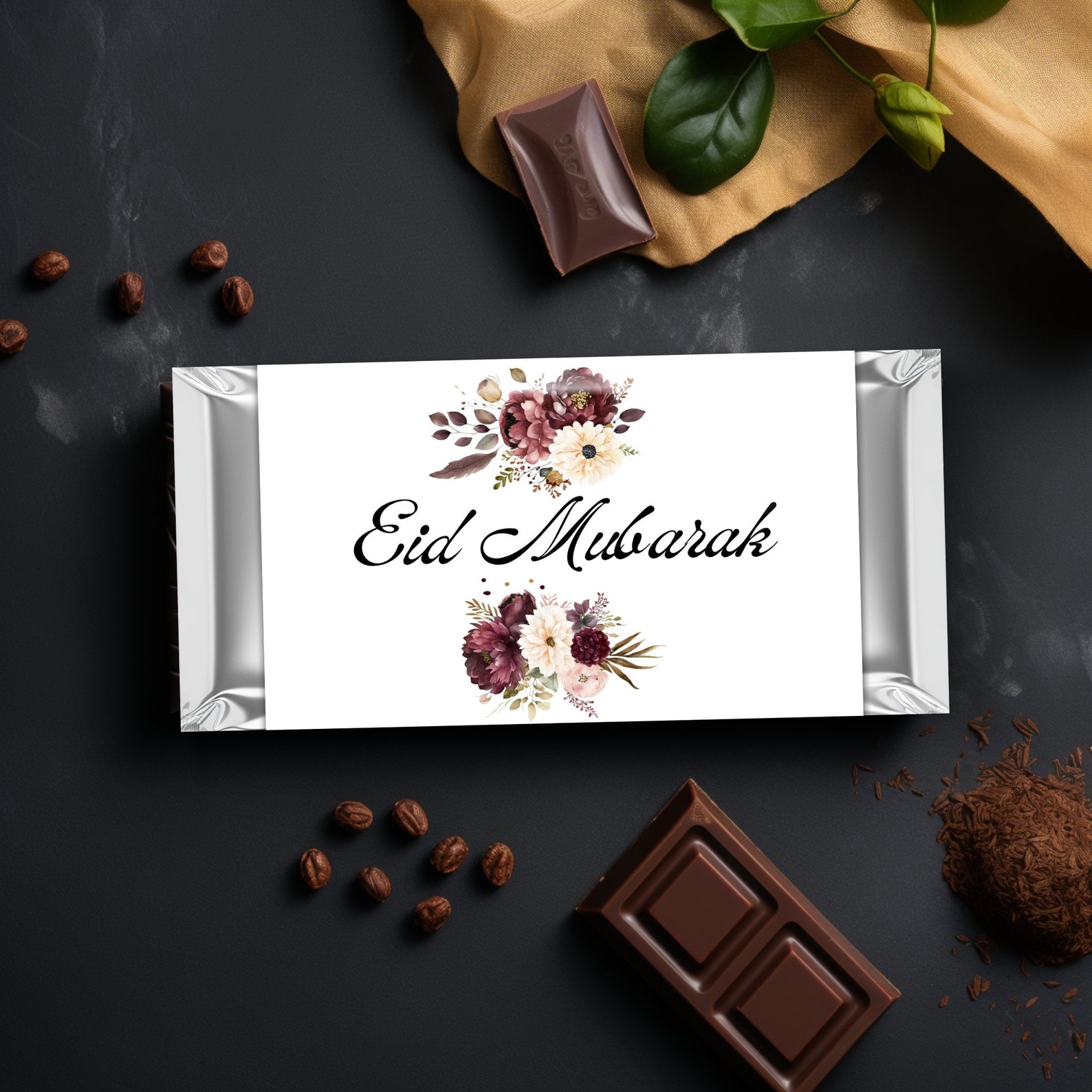 Eid Mubarak Floral Chocolate Wrappers, INSTANT DOWNLOAD, DIY Eid Ul ...