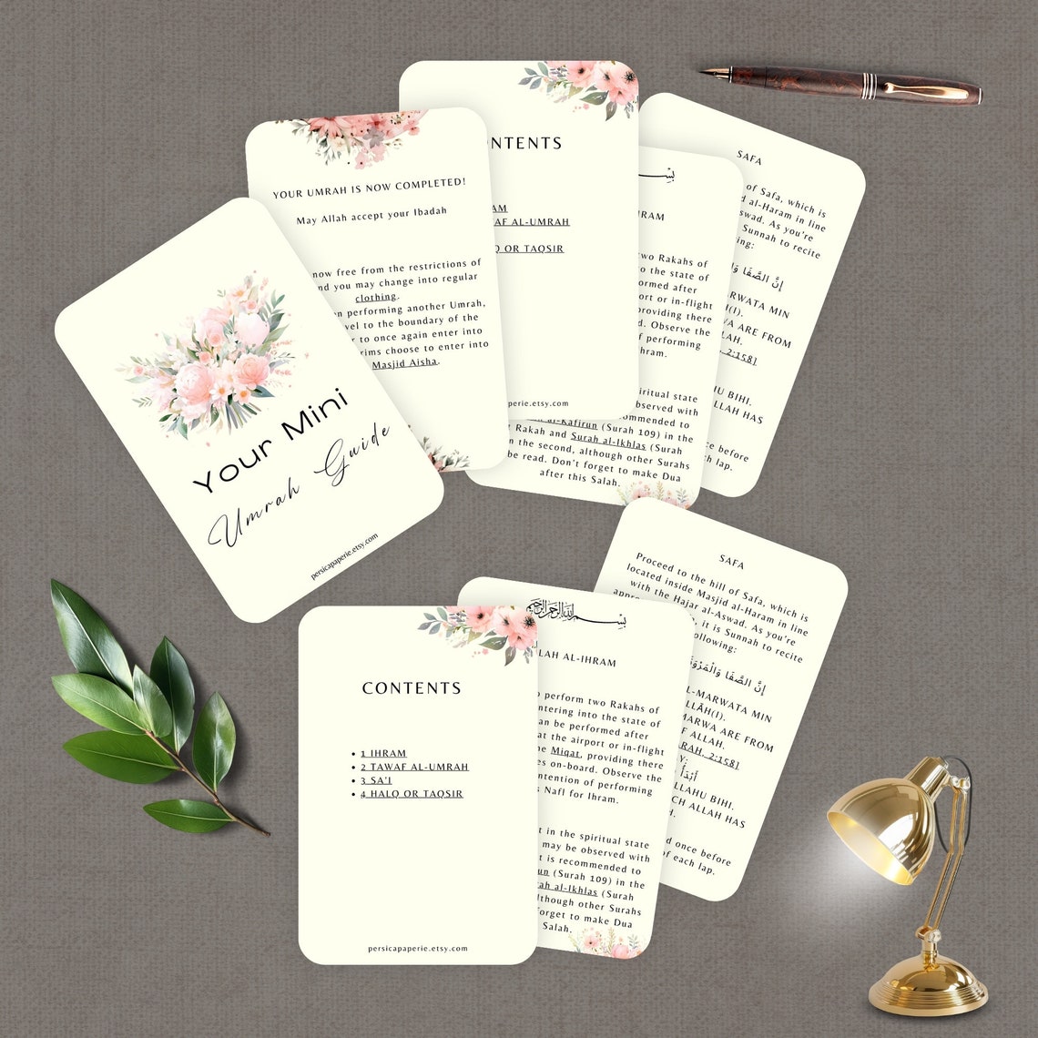 Umrah Duas, Floral Printable Cards, Arabic English, Islamic Gift Muslim ...