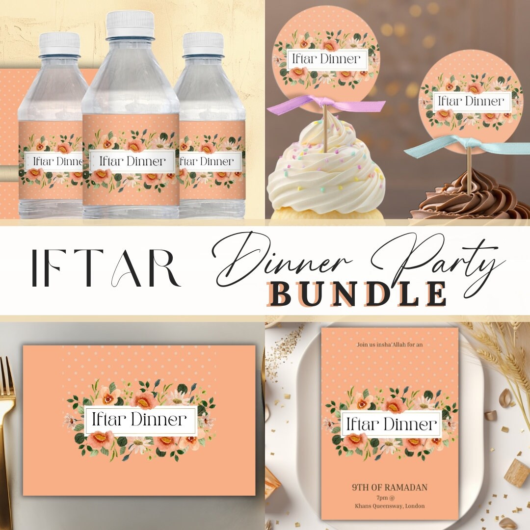 Iftar Dinner Party Printable BUNDLE DIY Pastel Table Decoration Kit ...
