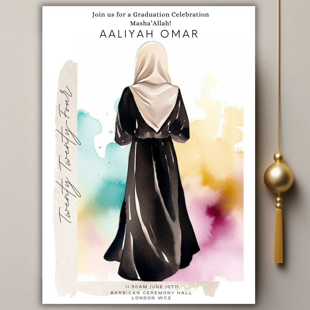Graduation 2024 Editable Muslimah Invitation Template, INSTANT DOWNLOAD ...