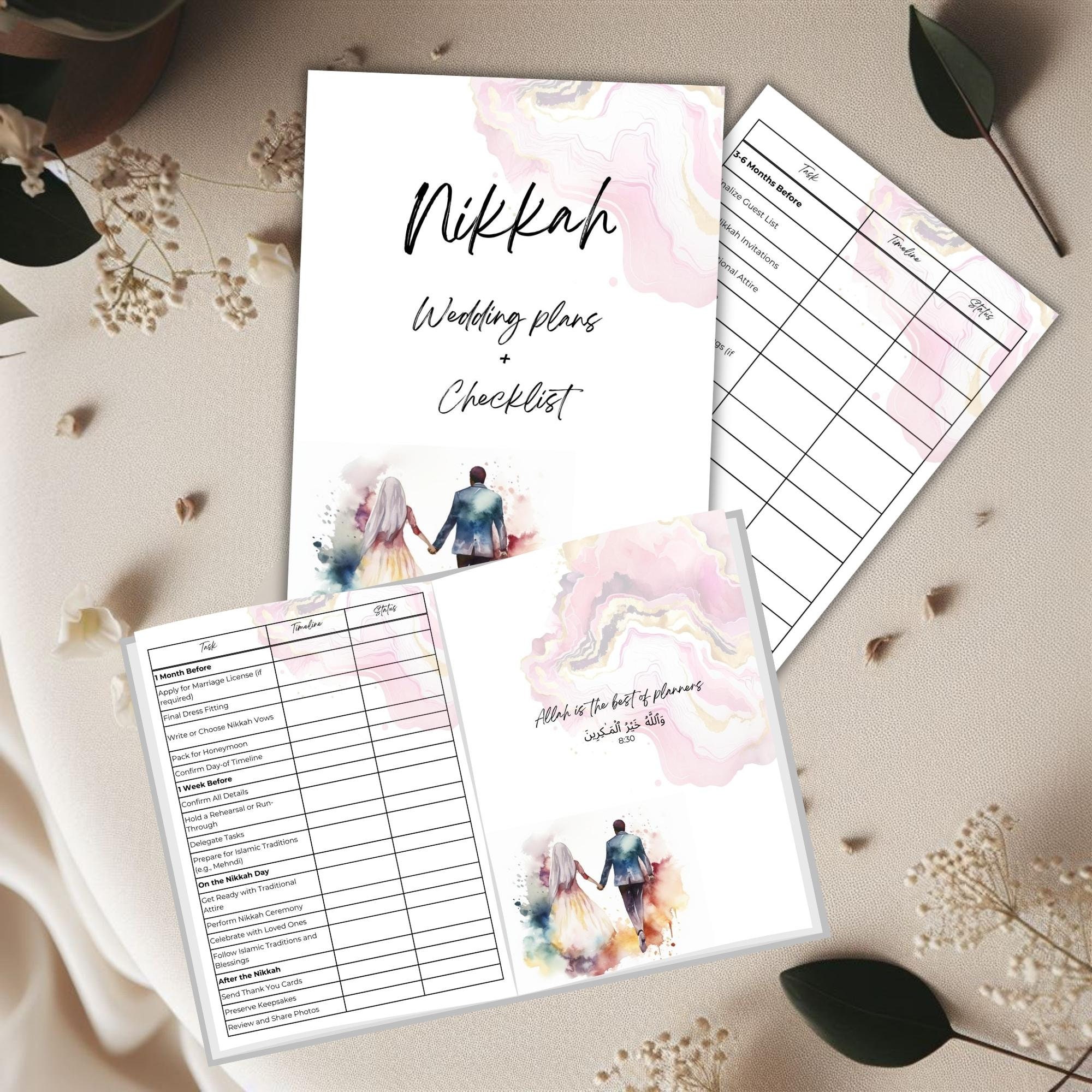 Muslim Wedding Checklist, Nikkah Planner, Editable Template, Islamic ...