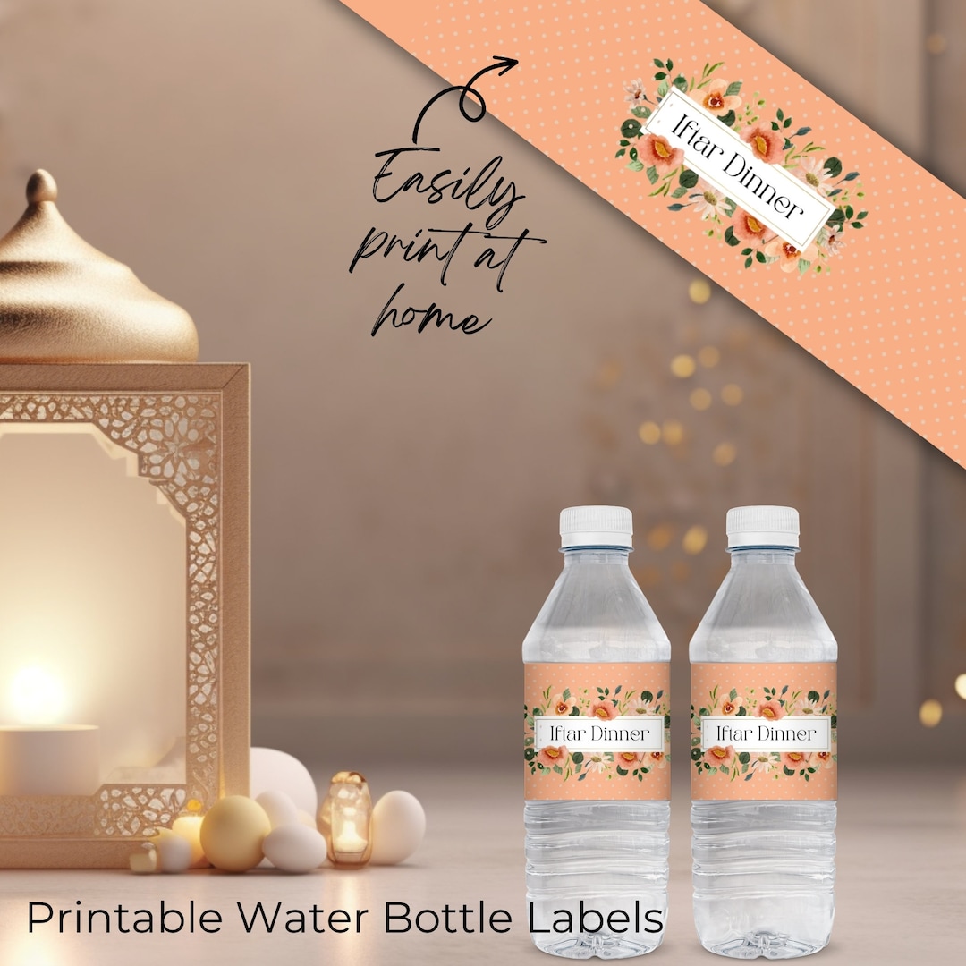 Iftar Dinner Party Water Bottle Label, INSTANT DOWNLOAD, DIY Ramadan ...