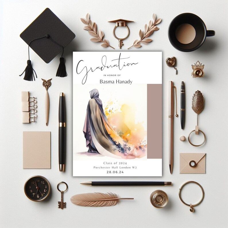 Lilac Graduation 2026 Editable Muslimah Invitation Template, DOWNLOAD ...