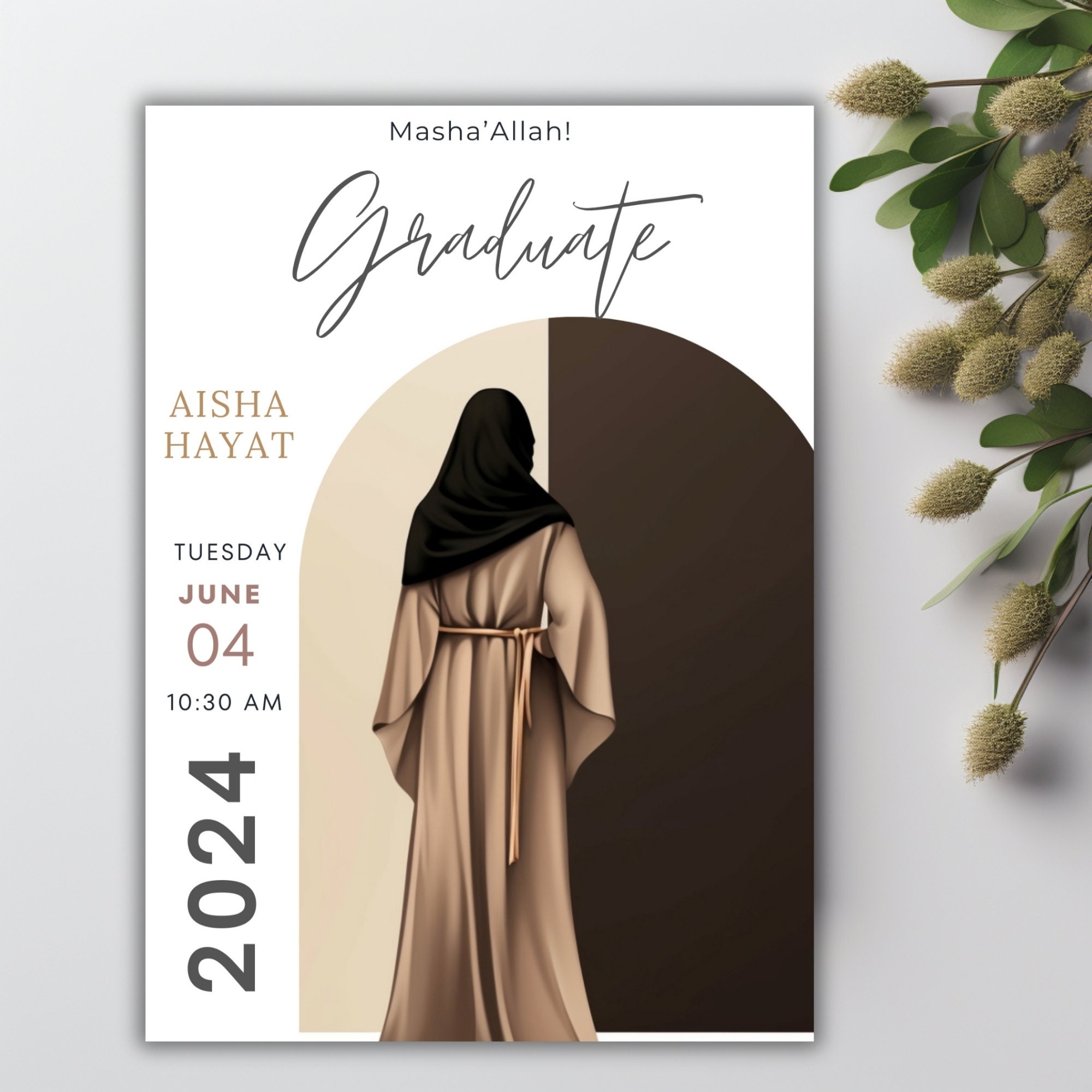 Graduation 2024 Editable Muslimah Invitation Template, INSTANT DOWNLOAD ...