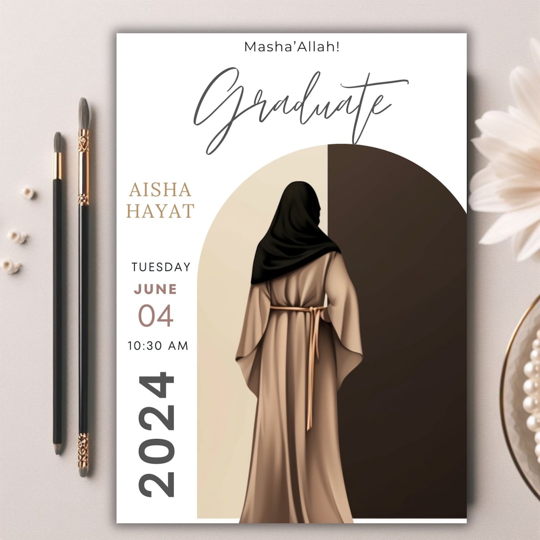 Muslimah Graduation 2024 Editable Invitation Template, INSTANT DOWNLOAD ...