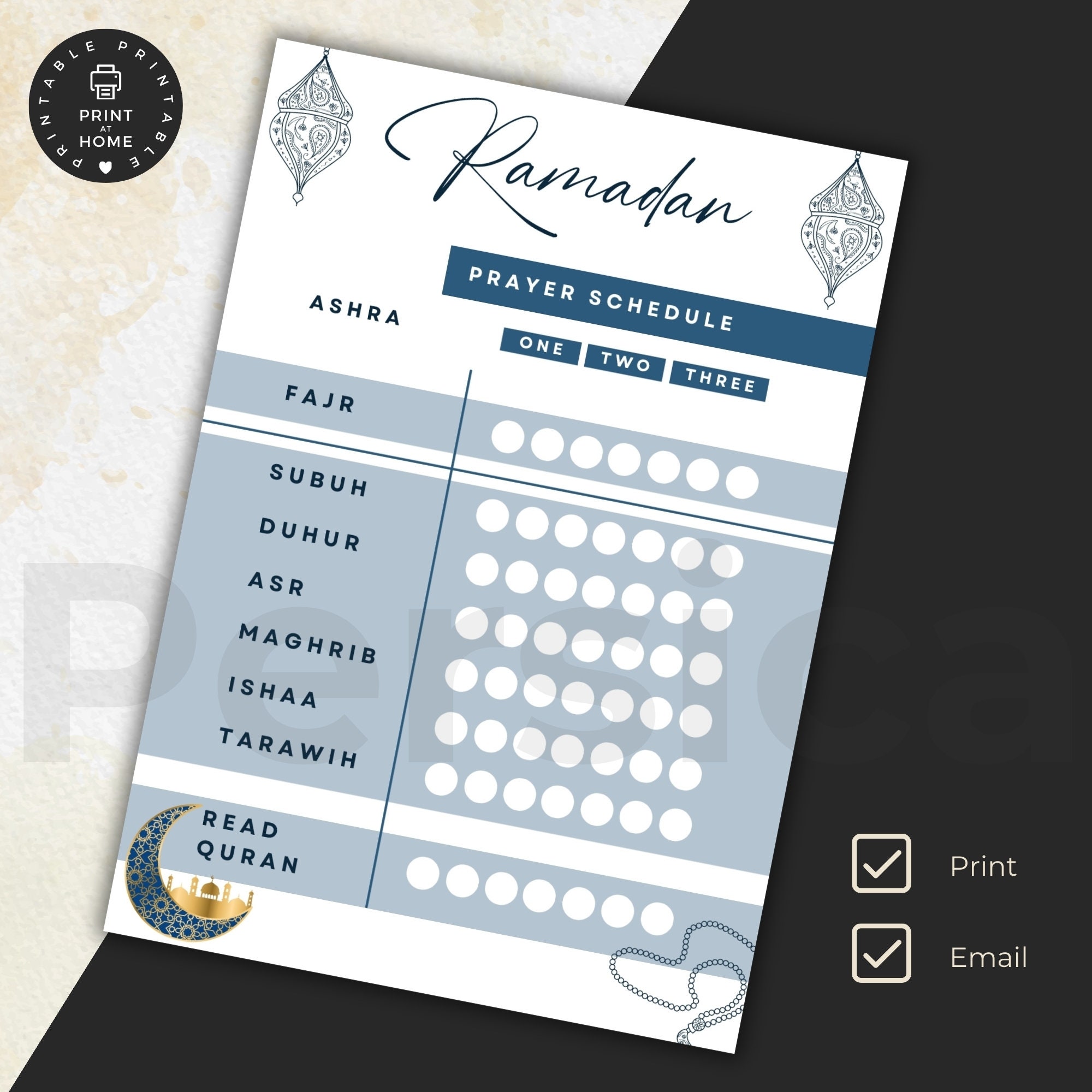 Blue Ramadan Schedule Monthly Planner. Fasting, Salah Taraweeh Prayer ...