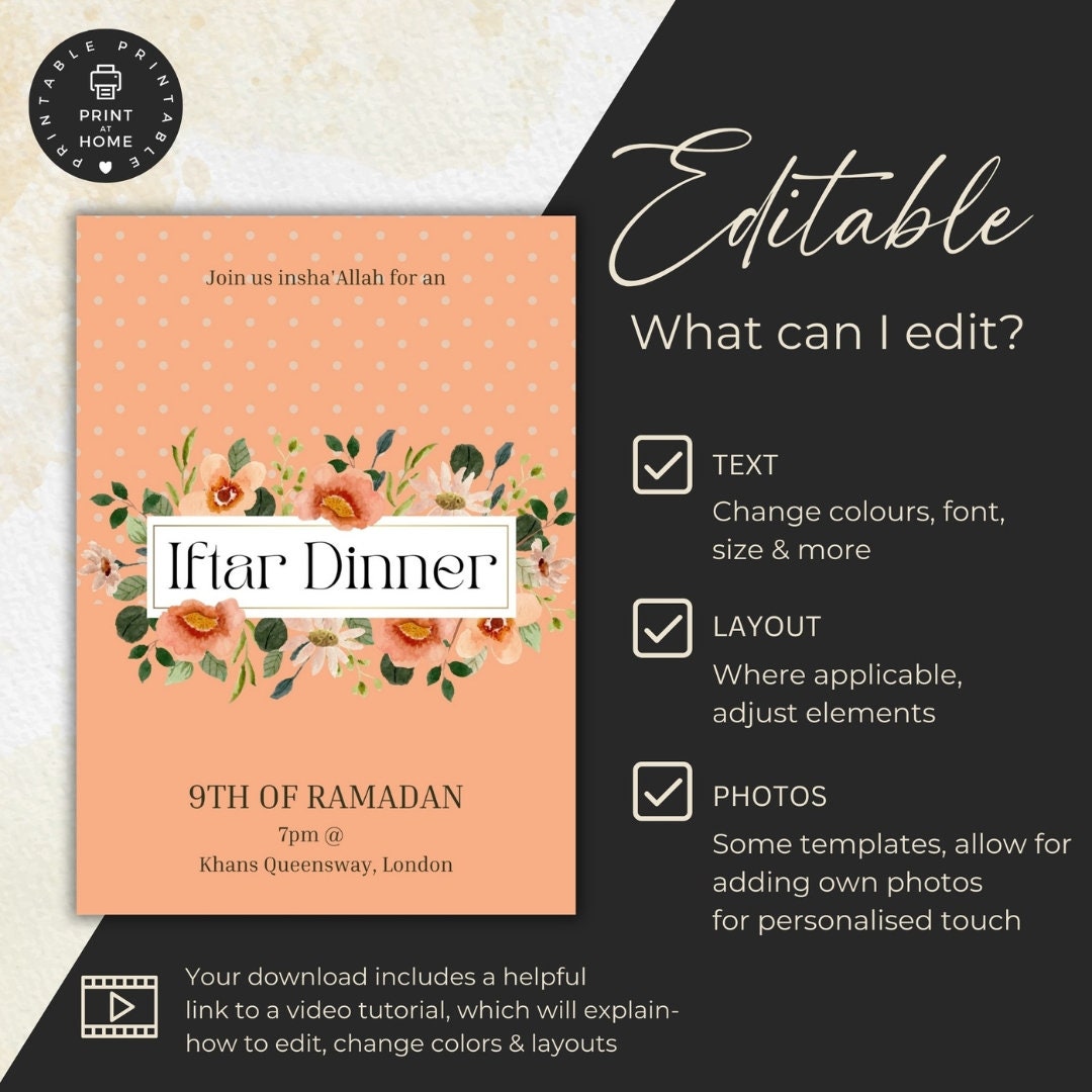 Iftar Dinner Party Printable BUNDLE DIY Pastel Table Decoration Kit ...