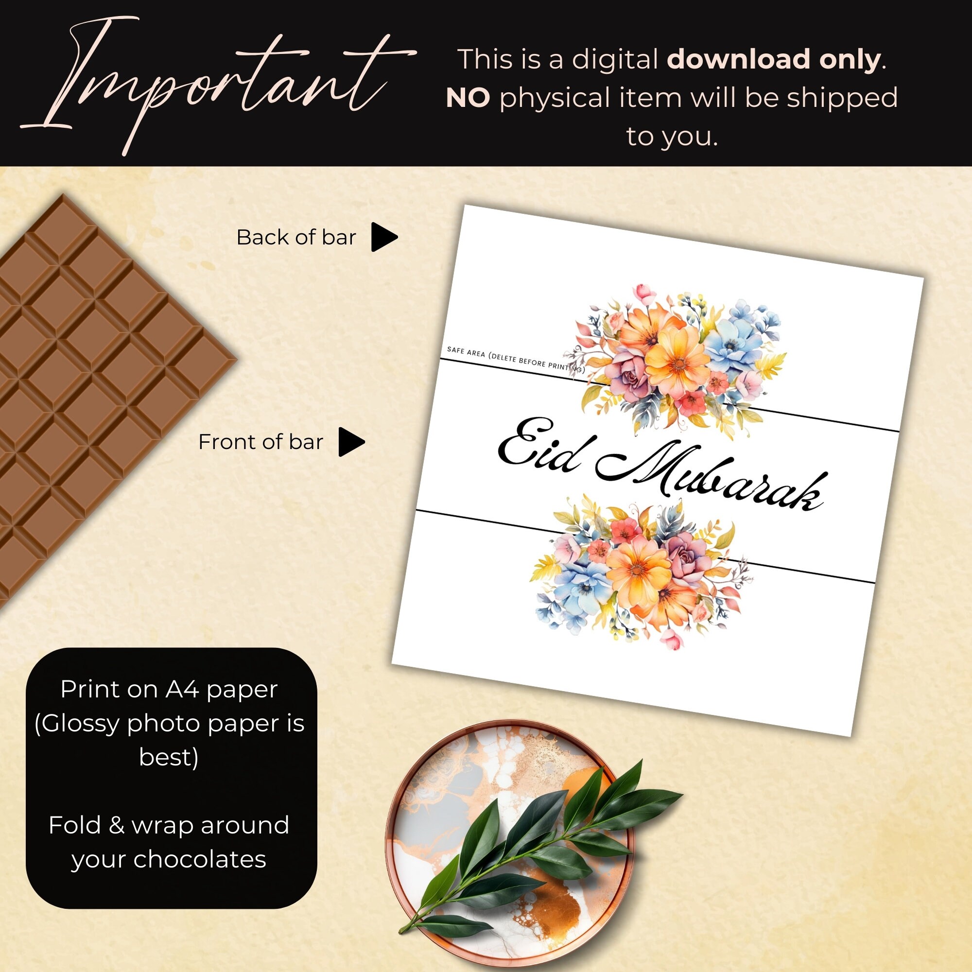 Eid Mubarak Chocolate Wrappers, INSTANT DOWNLOAD, DIY Eid Ul Adha ...
