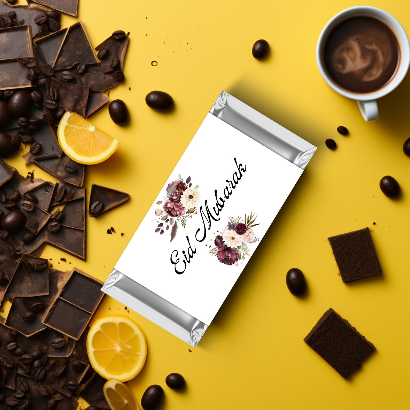 Eid Mubarak Floral Chocolate Wrappers, INSTANT DOWNLOAD, DIY Eid Ul ...