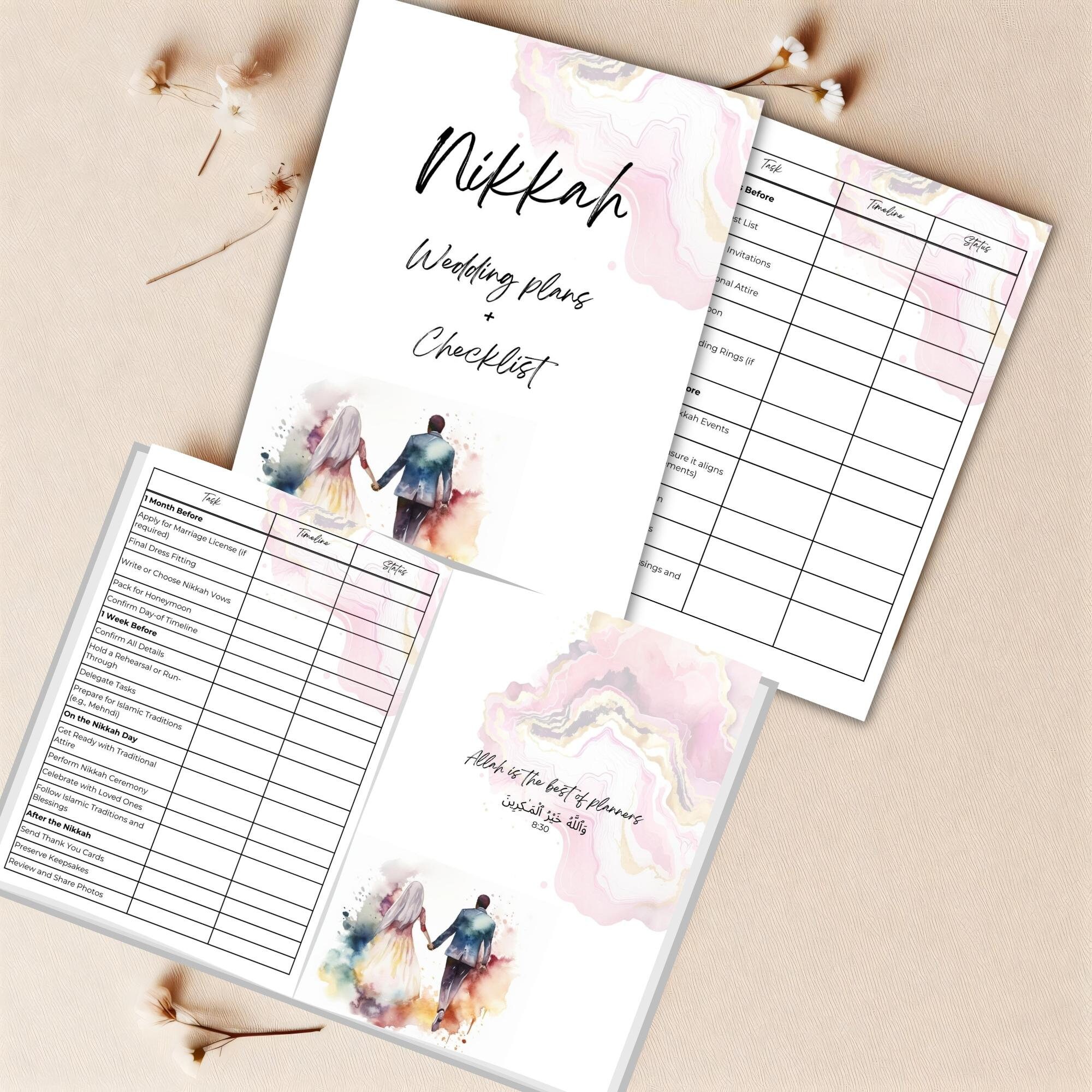 Muslim Wedding Checklist, Nikkah Planner, Editable Template, Islamic ...