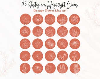 25 Light Slate Blue Flower Line Art Instagram Story Highlight Covers ...