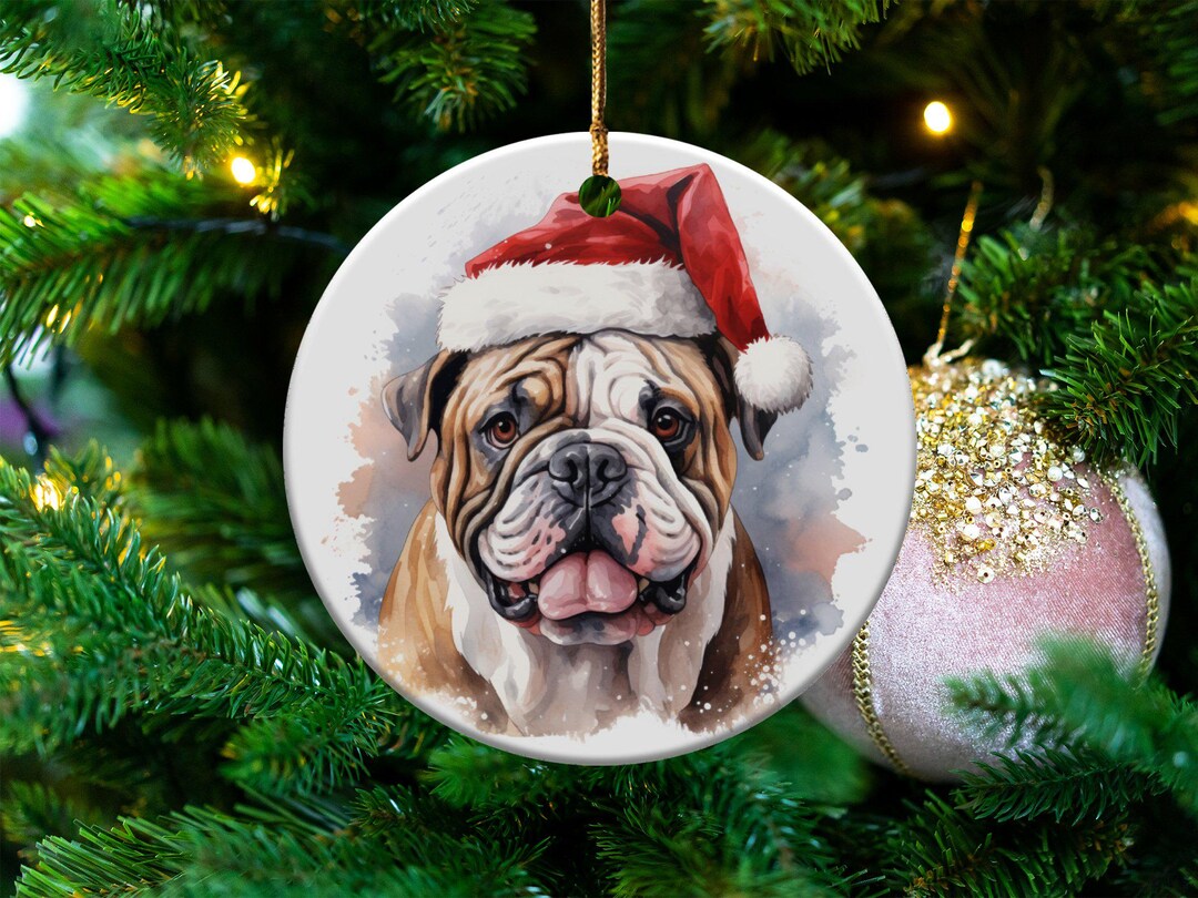 Bulldog Christmas Ornament, Funny Bulldog Holiday Decor, Cute Bulldog ...