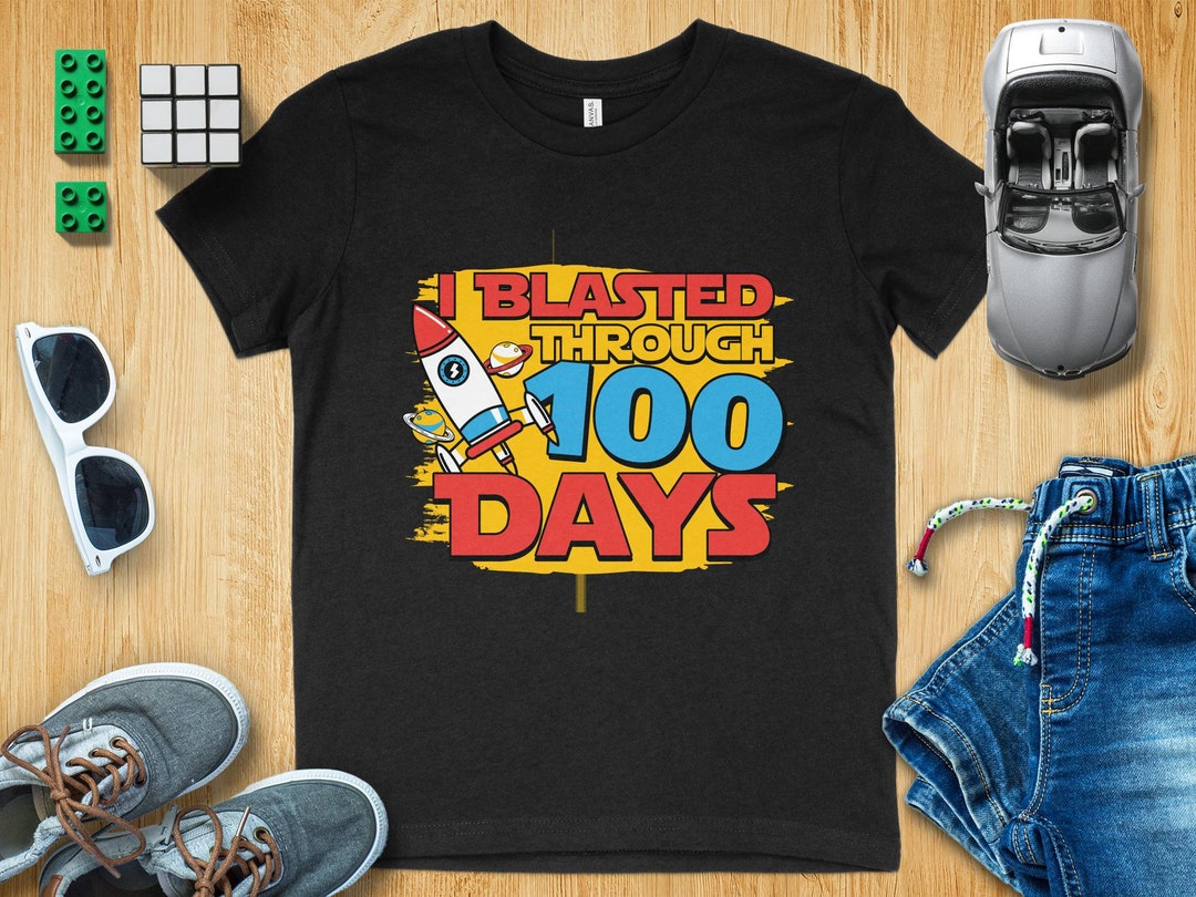Kids Space Rocket 100 Days of School T-shirt, Celebratory Fun ...