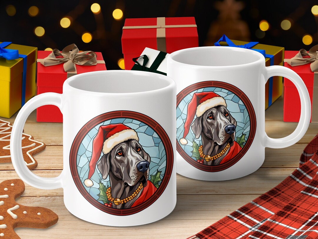 Great Dane Christmas Coffee Mug Stained Glass Dog Mug Christmas Gift ...