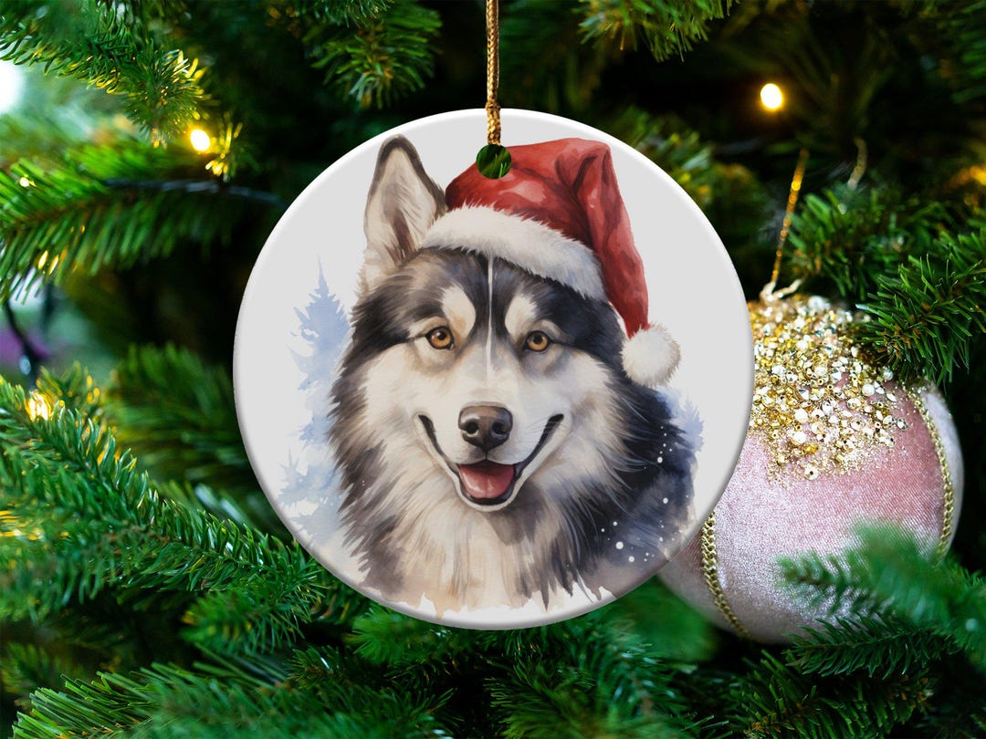 Siberian Husky Christmas Ornament, Hand Painted Siberian Husky Ornament ...