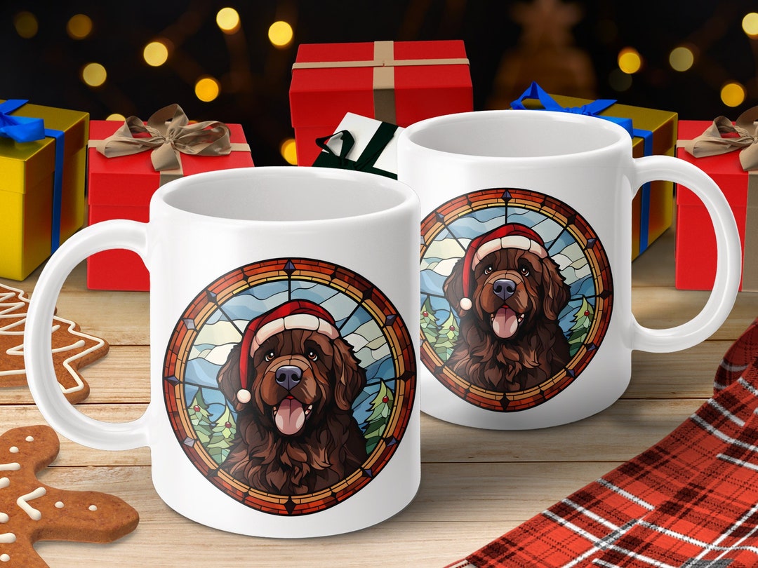 Newfoundland Christmas Coffee Mug: Stained Glass Dog Design - Etsy