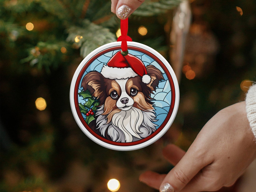 Papillon Christmas Ornament: Stained Glass Dog Ornament - Etsy
