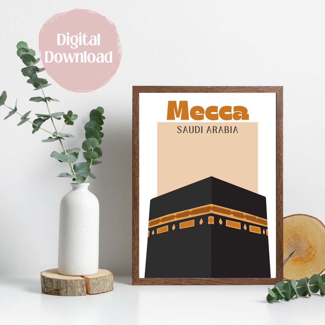 Mecca Retro Minimalist Digital Print: Stunning Artwork Iconic Landmark ...