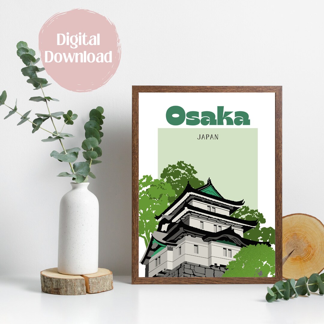 Osaka Japan Retro Minimalist Digital Print: Stunning Artwork Iconic ...