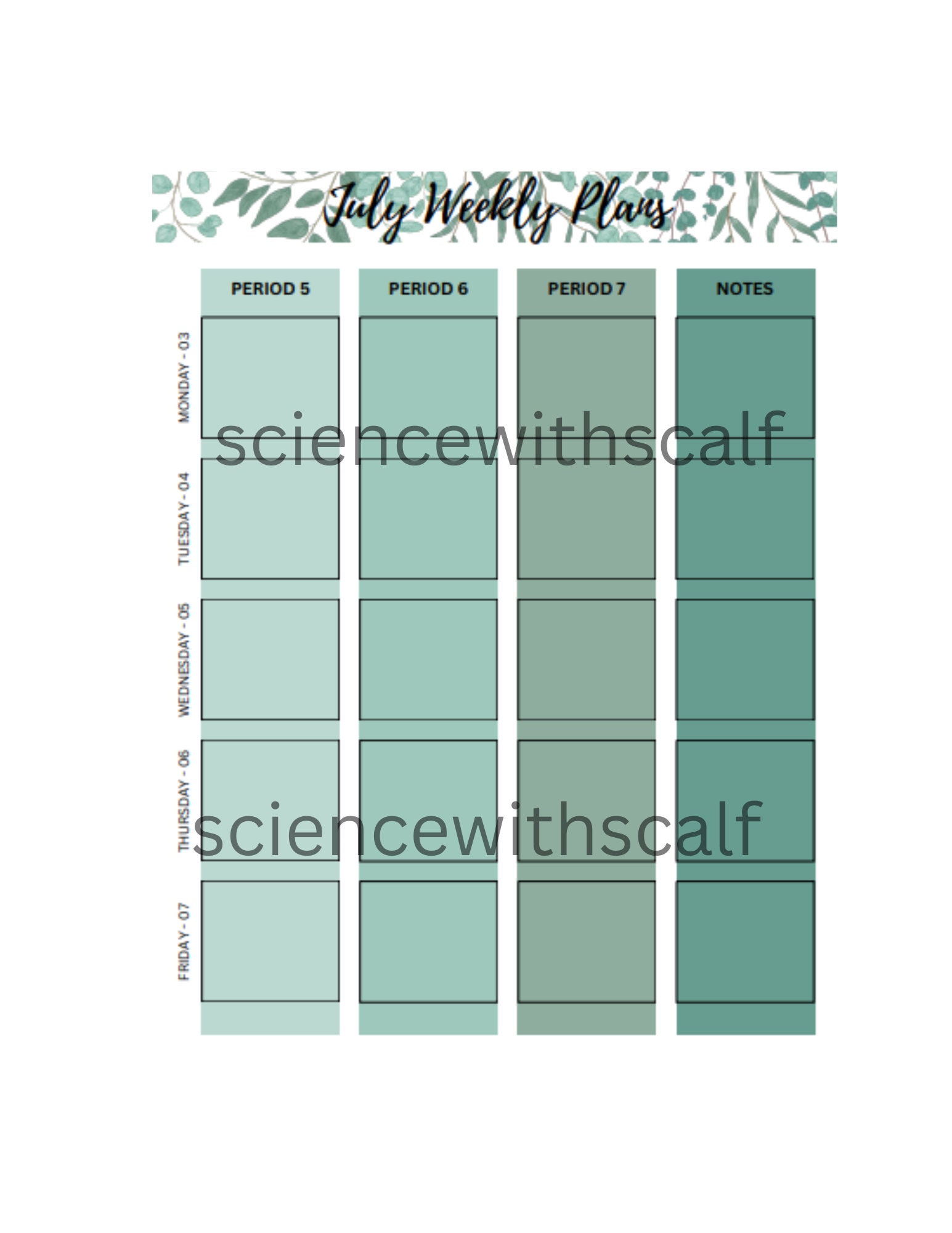 Teacher Planner - Printable - Plant Theme - Etsy
