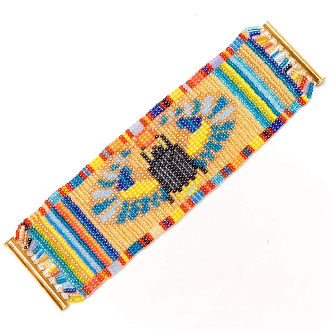 Handmade Beaded Bracelet in Egyptian Style "scarab". Stylish Handicraft ...