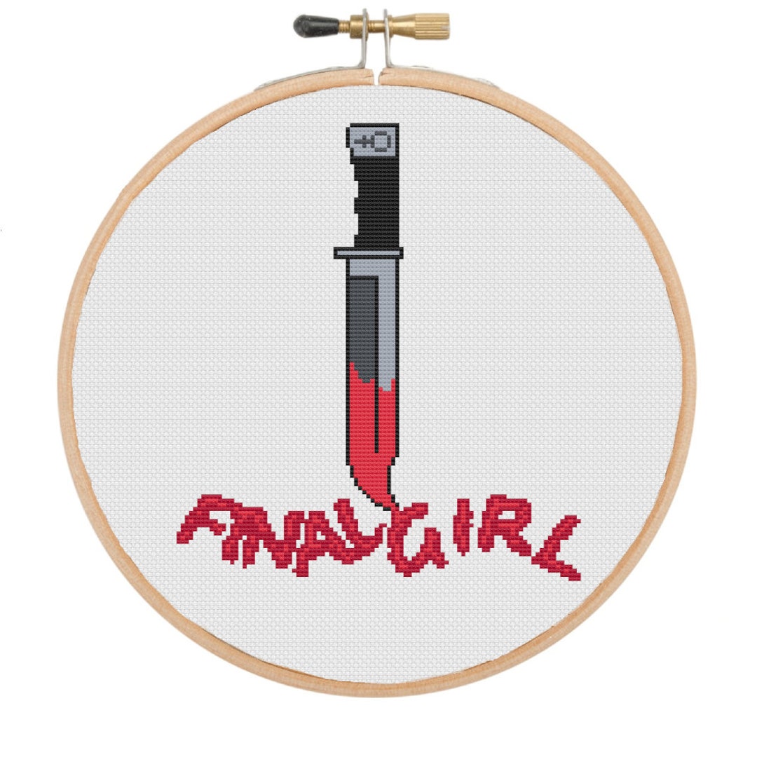 Final Girl Cross Stitch Pattern, Horror Movie Trope Embroidery, Blood ...