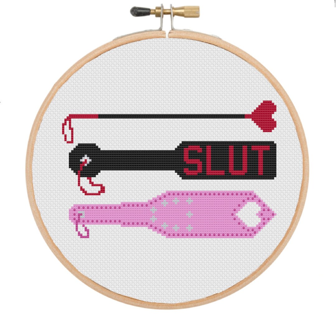Whips and Paddles Cross Stitch Pattern, Heart Spankers and Floggers ...
