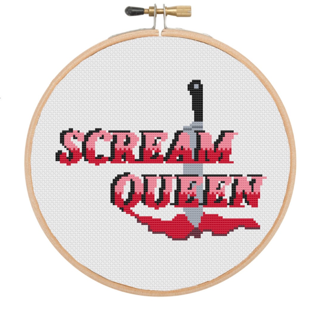 Scream Queen Cross Stitch Pattern, Slasher Movie Embroidery, Final Girl ...