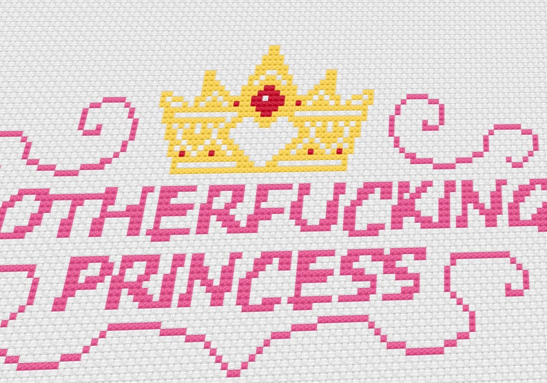 Motherfucking Princess Crown Cross Stitch Pattern Funny and - Etsy
