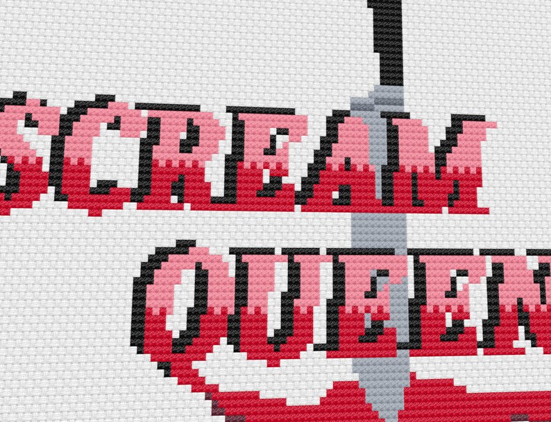 Scream Queen Cross Stitch Pattern, Slasher Movie Embroidery, Final Girl ...