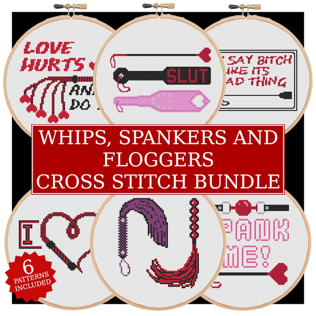 Whips, Spankers and Floggers Cross Stitch Pattern Bundle, 6 Sexy BDSM ...