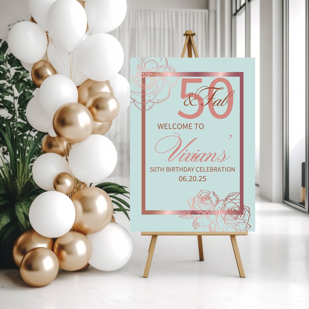Fabulous 50 Plus Birthday Bash Welcome Sign Custom Made Poster Party ...