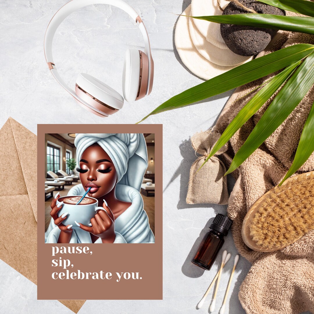 Self-care Celebration Card Spa & Wellness Black Greeting Card - Etsy