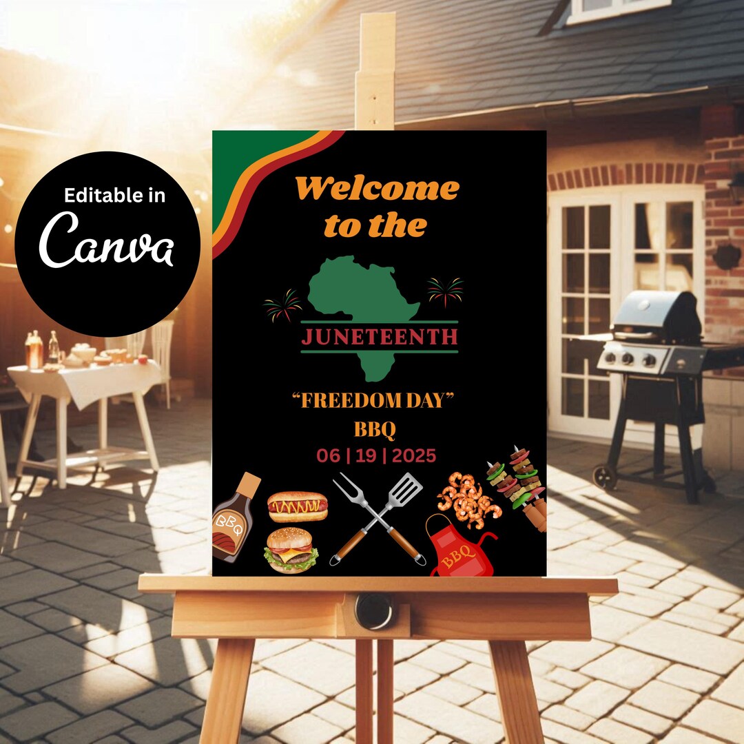 Juneteenth Welcome Sign | Freedom Day Party Sign | Editable Party Sign ...
