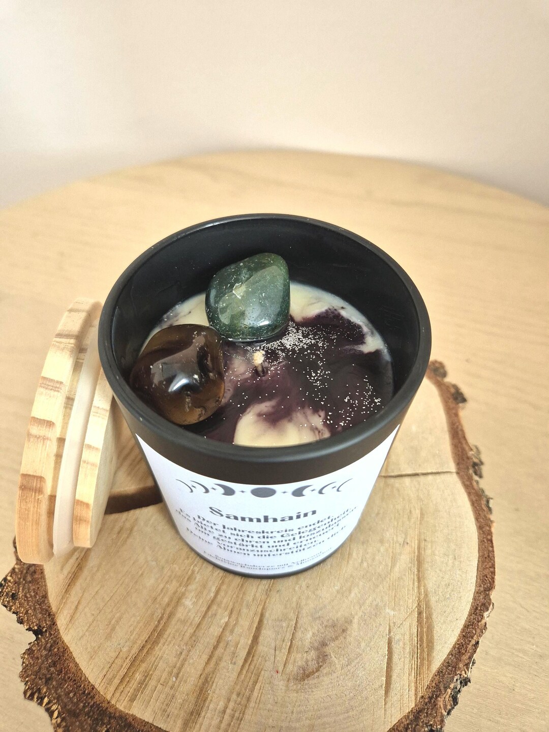 Samhain Gemstone Candle | Yearly Circle Candle Ritual Candle | Garnet ...