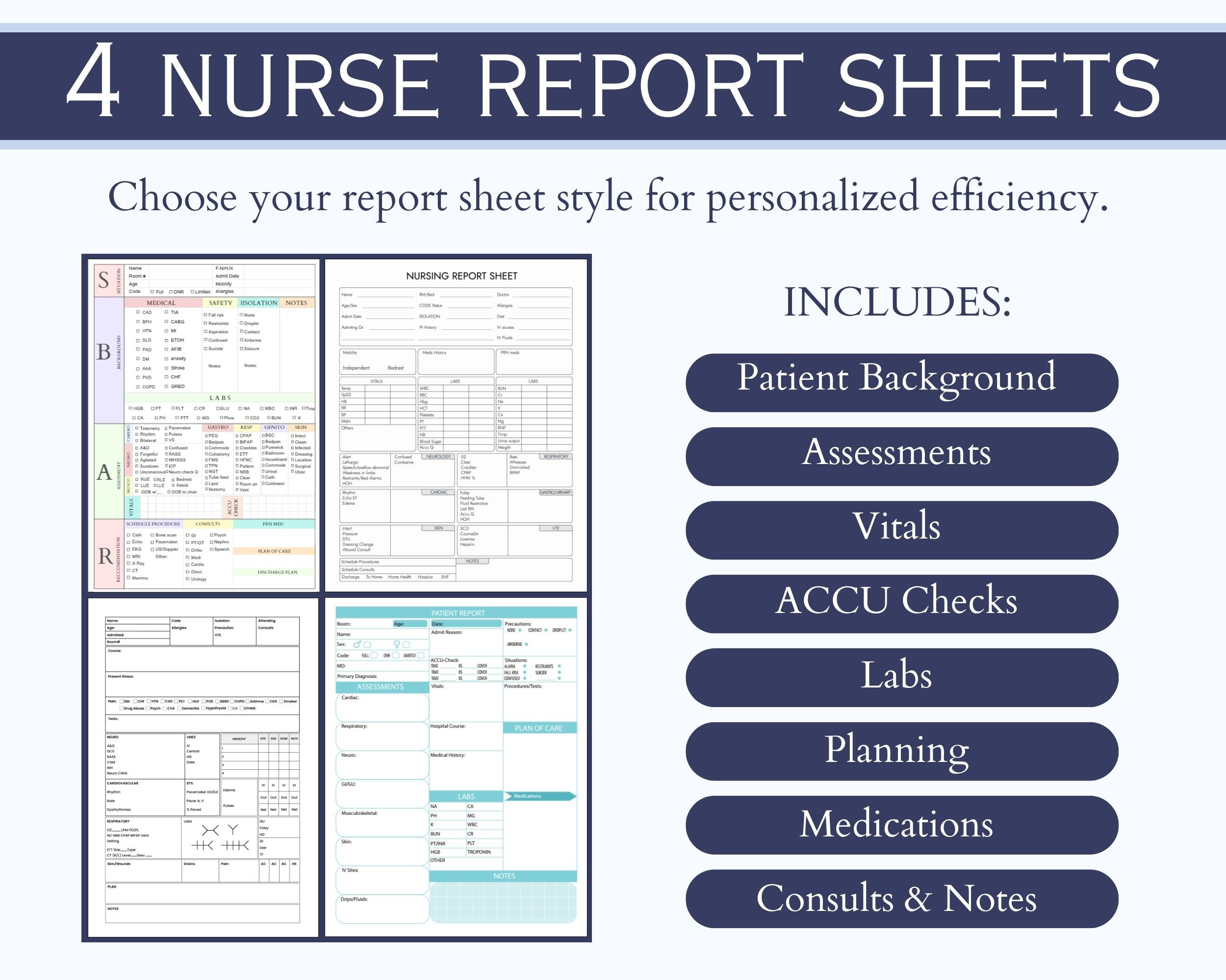 SBAR Nurse Report Pcu Brain Sheet Icu Nurse Report Sheet Cvicu Medsurg ...