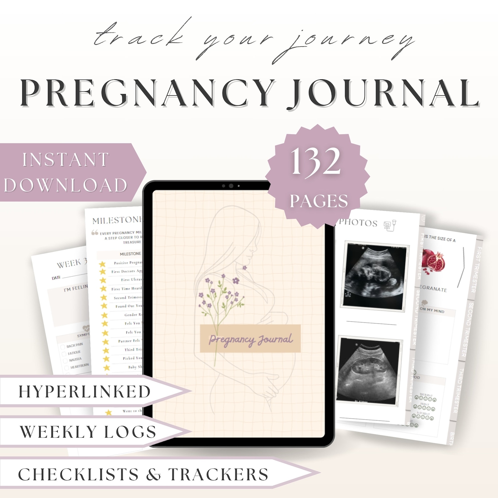 Weekly Pregnancy Journal Printable Pregnancy Journey Diary With Baby ...