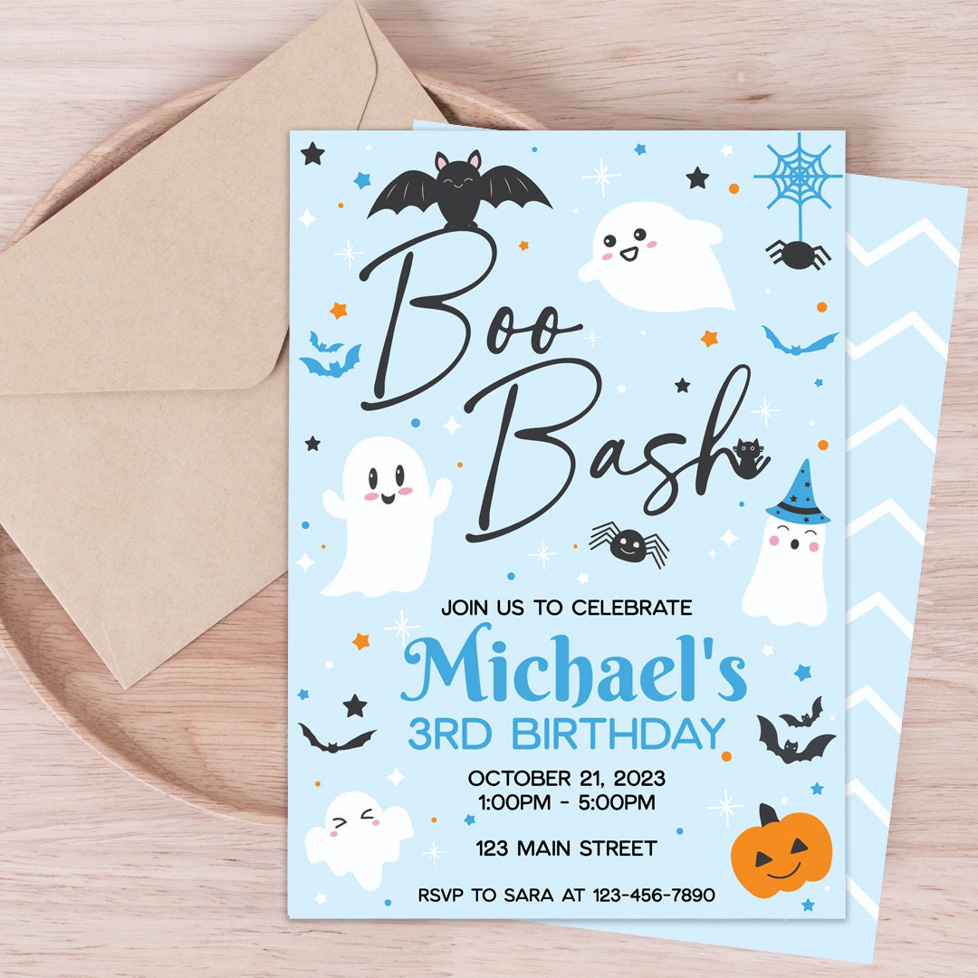 Invitación de cumpleaños imprimible de Halloween Boo Bash / - Etsy México