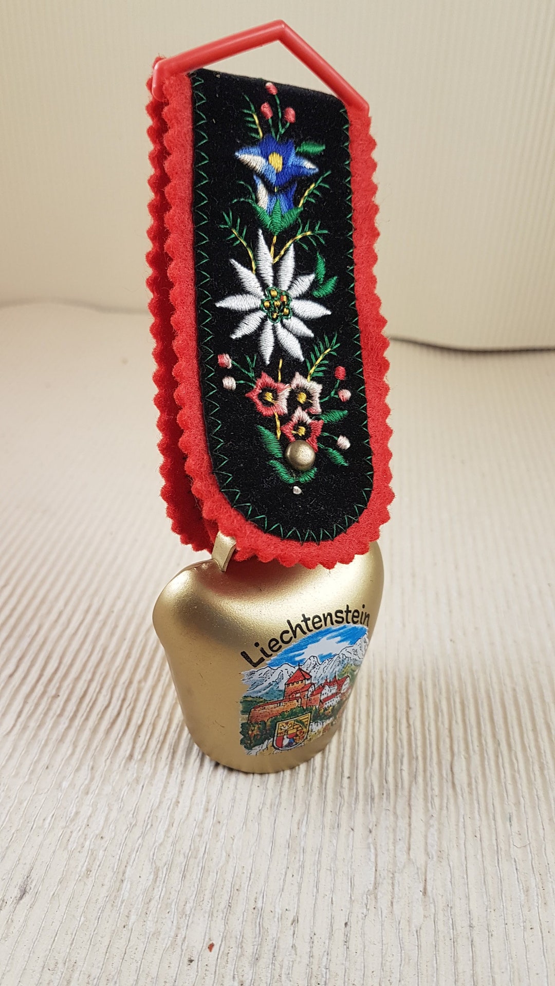 Vintage Austrian Brass Cow Bell Hanging Edelweiss Flowers Ribbon - Etsy