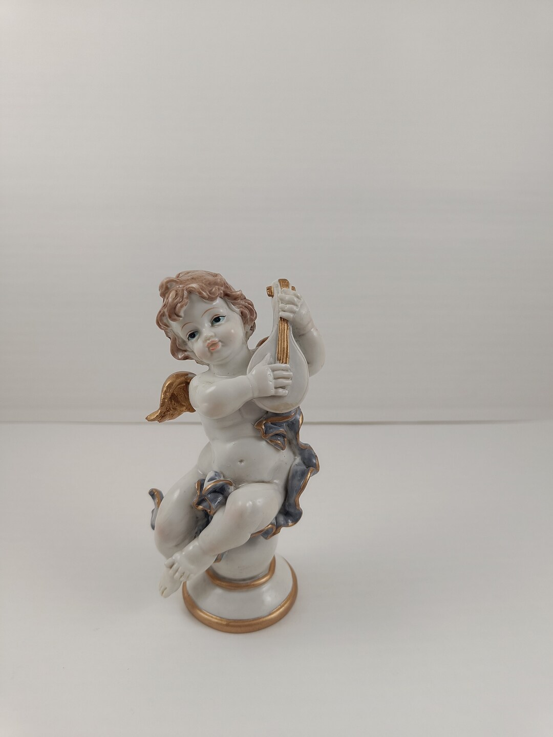 Vintage Cherub Figurine Angel Playing Music - Etsy