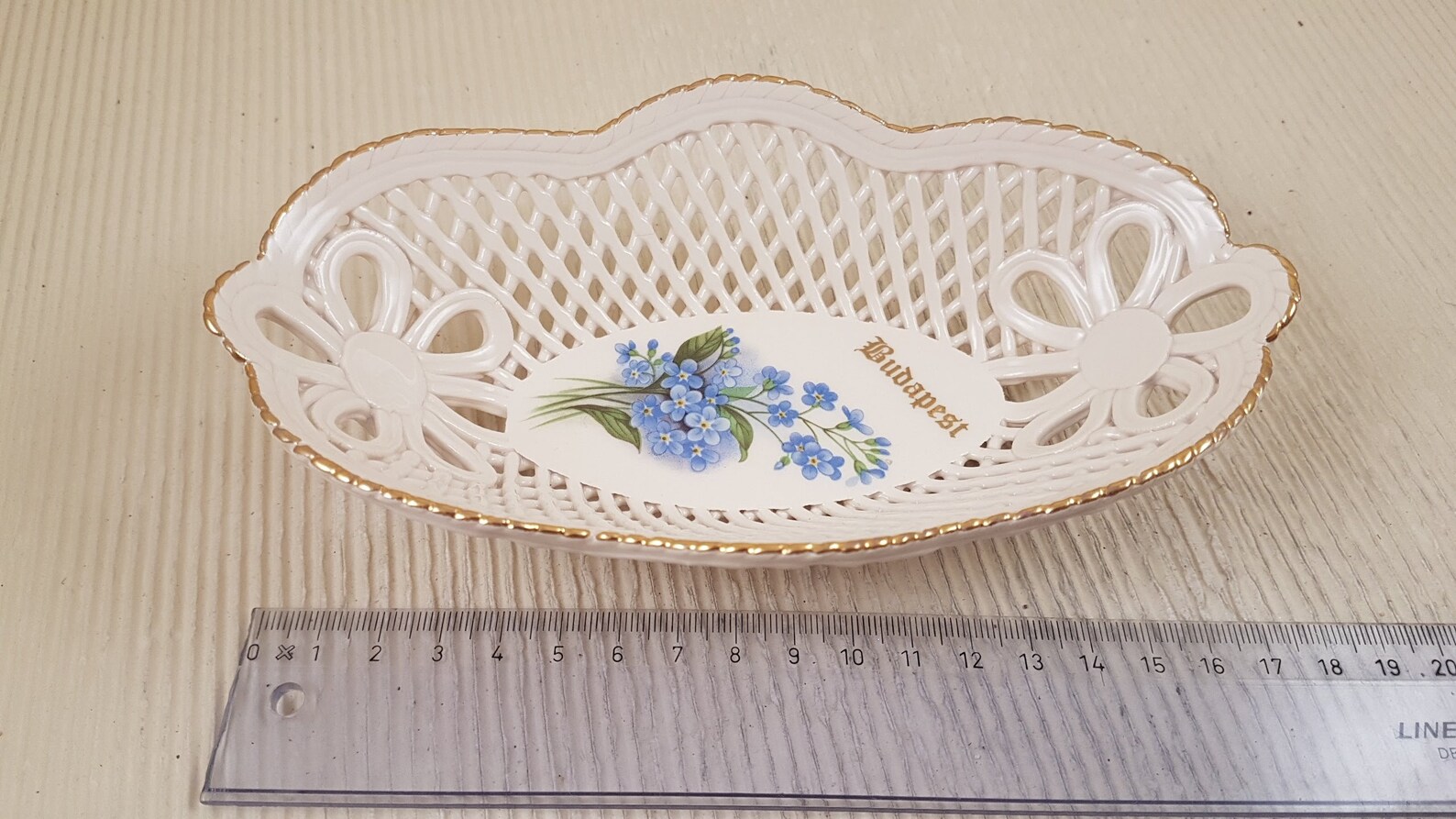 Vintage Amadeus Porcelain Lace Oval Woven Star Blue Floral Dish Made in ...