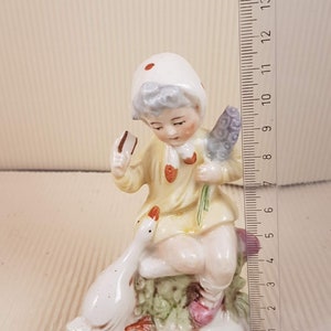 Vintage Porcelain Girl With Goose Figurine Germany Antique With Micro ...