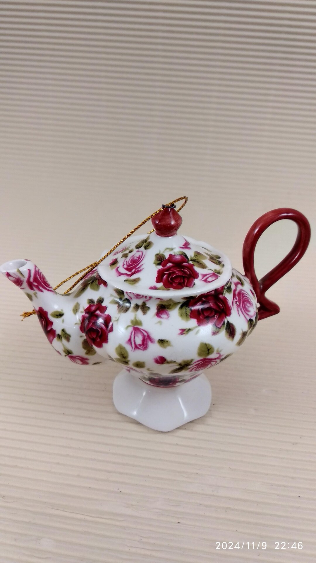 Vintage Mini Teapot With Pink Roses Porcelain - Etsy
