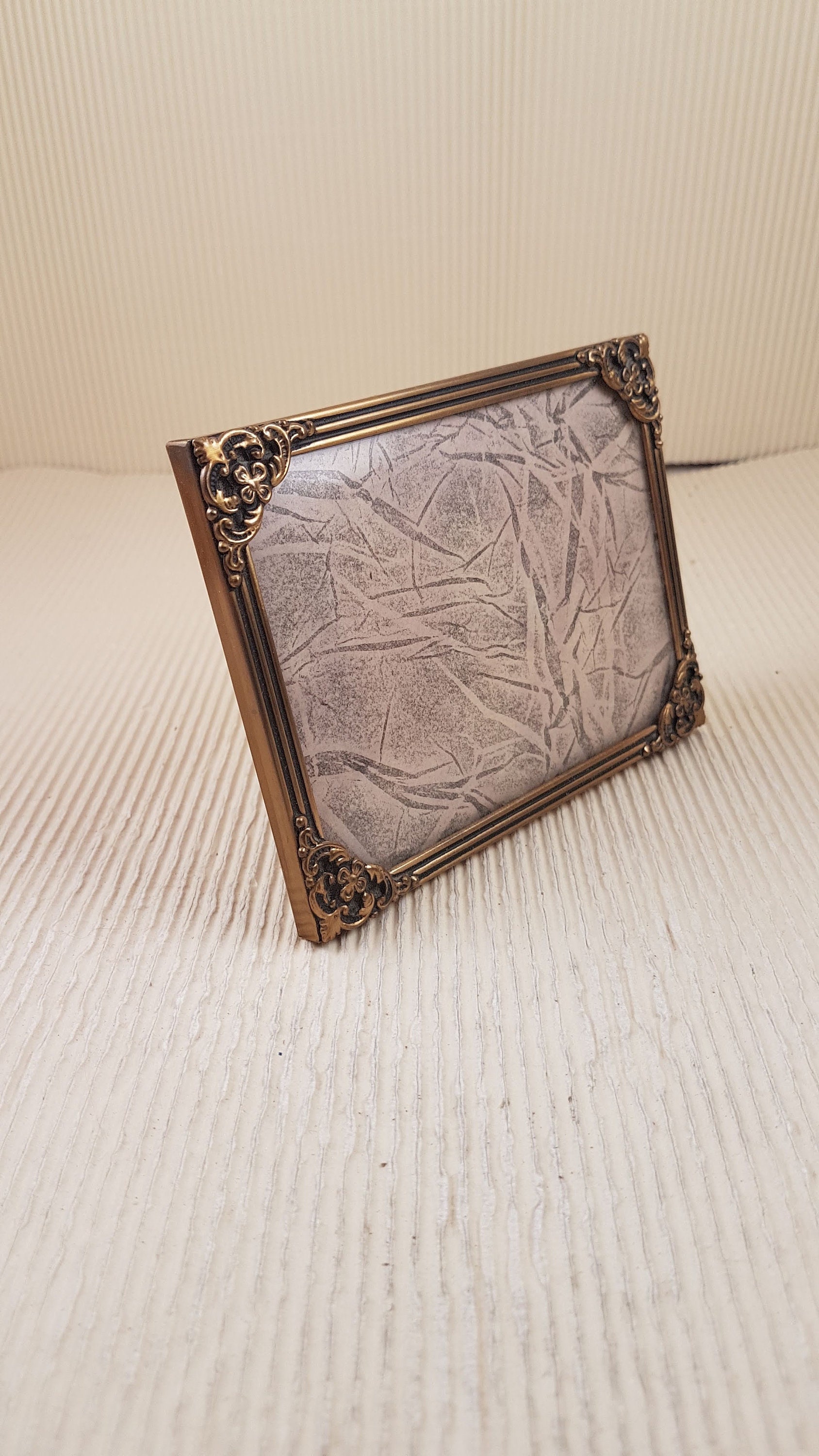 Old Metal Frame Made in Denmark Embossed Glass - Etsy