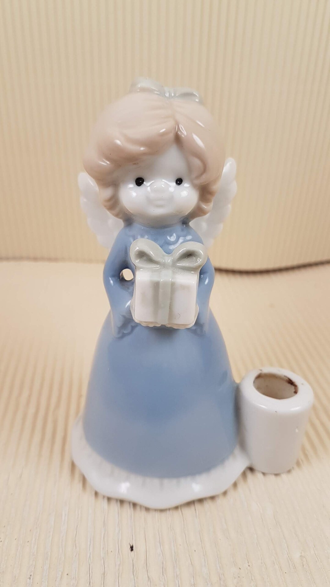 Vintage Porcelain Girl Angel With Gift Figurine - Etsy